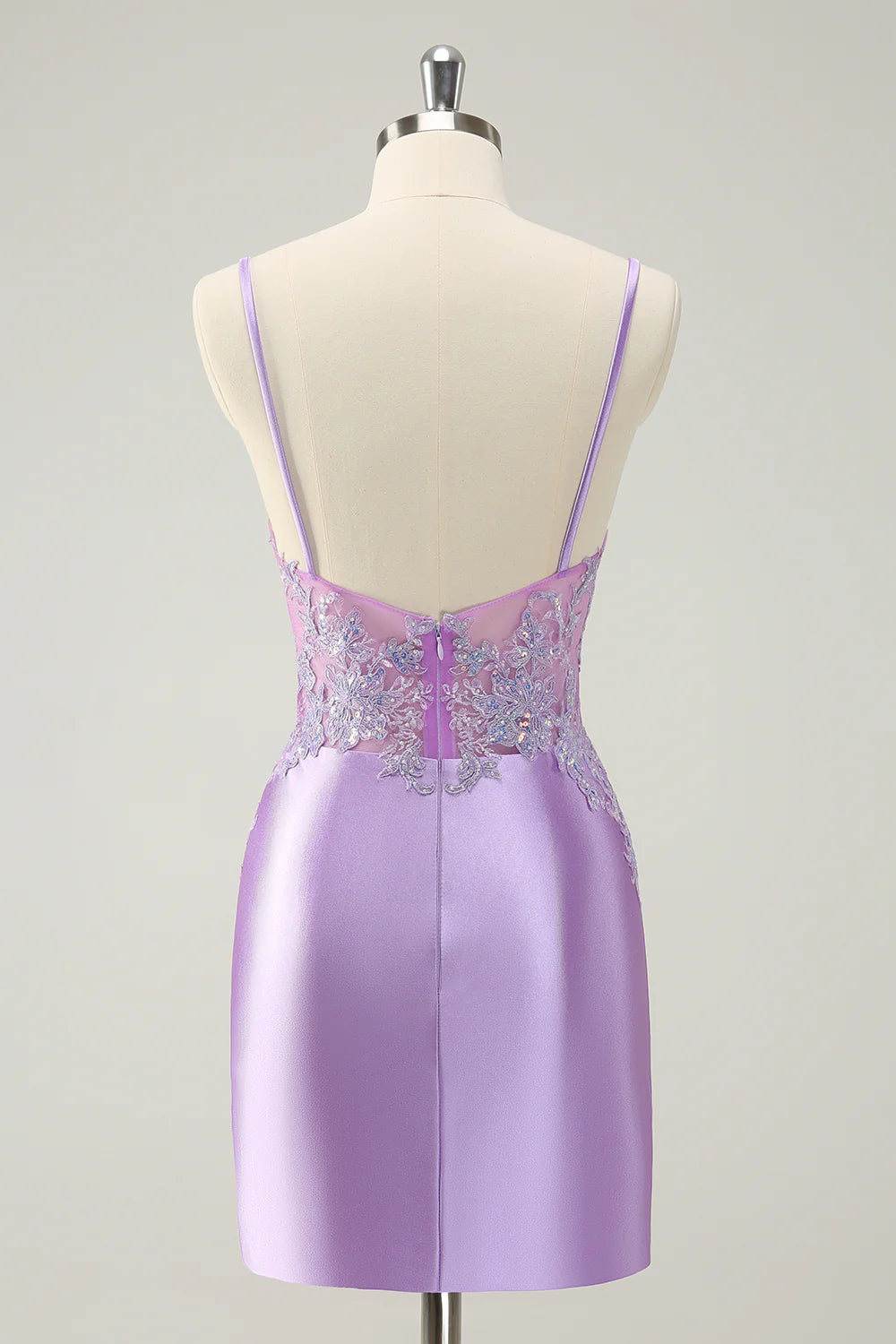 Sparkly Bodycon Lilac Spaghetti Straps Homecoming Dress with Sequins ...