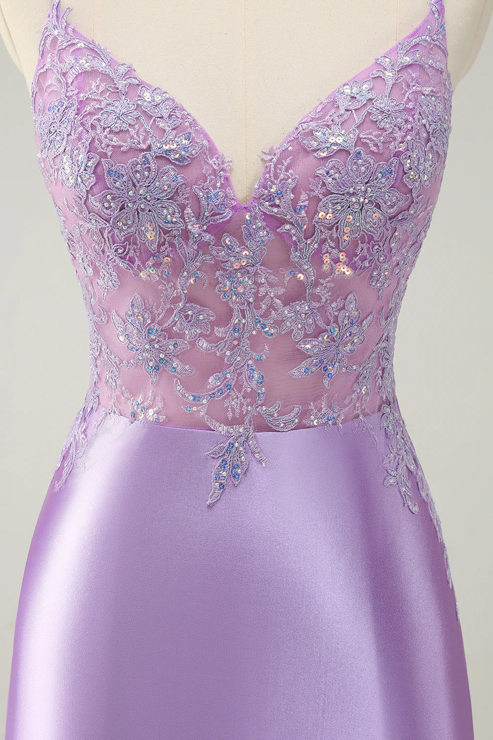 Sparkly Bodycon Lilac Spaghetti Straps Homecoming Dress with Sequins ...