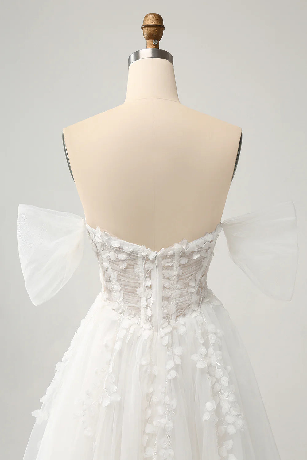 Princess Off The Shoulder Sweep Train Tulle Corset Wedding Dress with ...